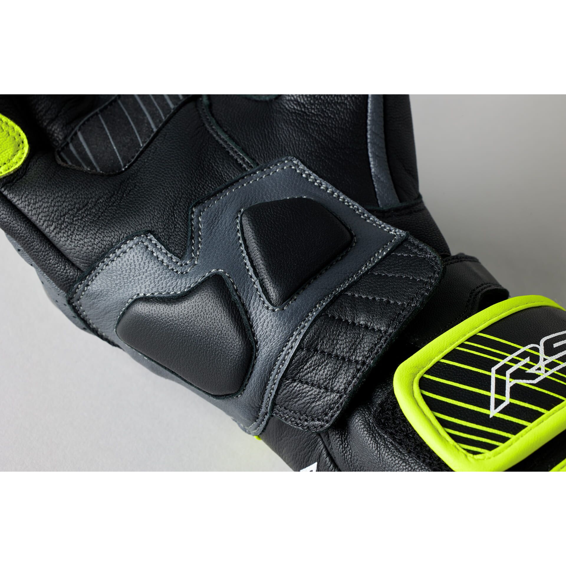 RST Fulcrum CE Leather Motorcycle Gloves - Grey / Flo Yellow / Black ...