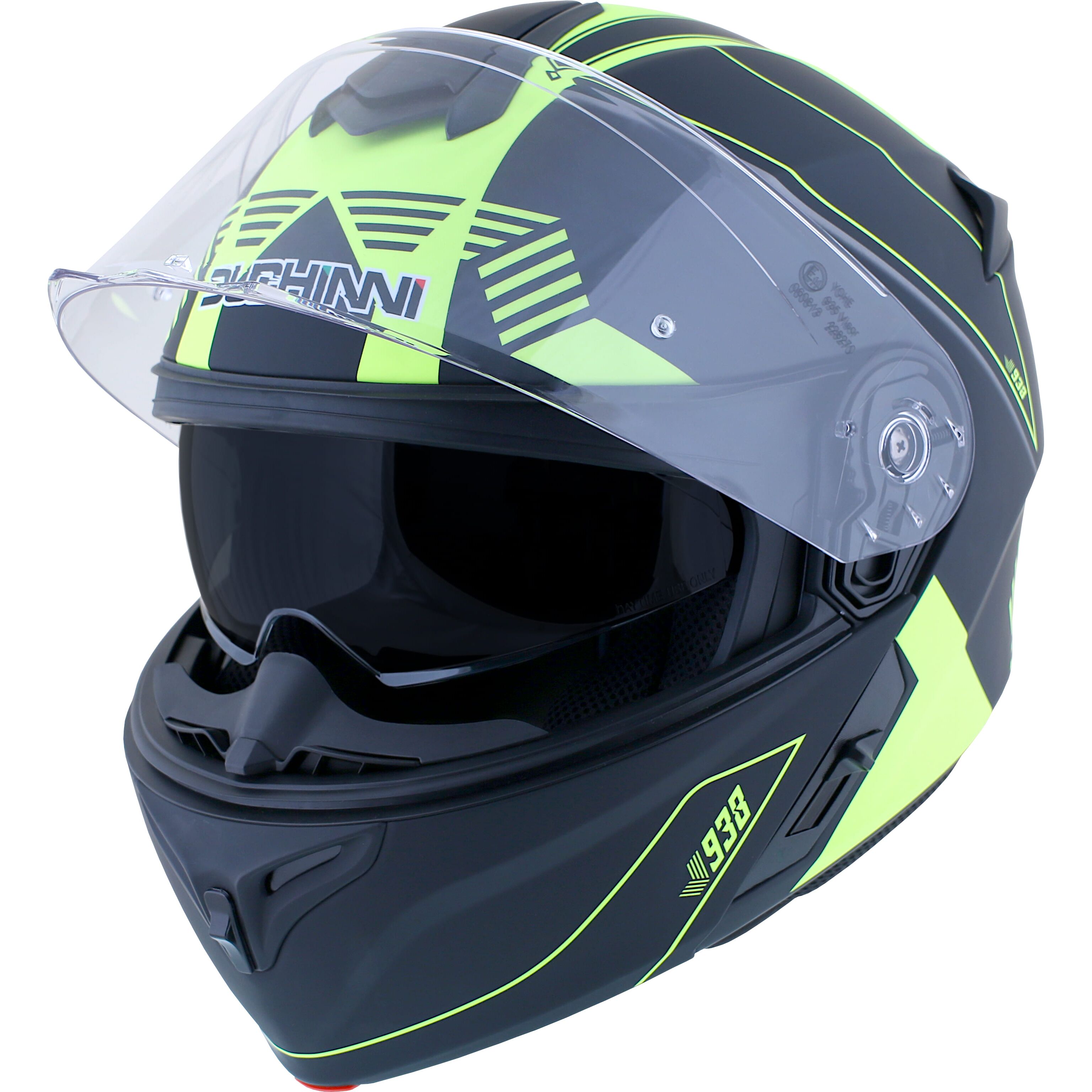 Duchinni D938 Flip Front Helmet - Matt Black/Neon | Duchinni Motorcycle ...